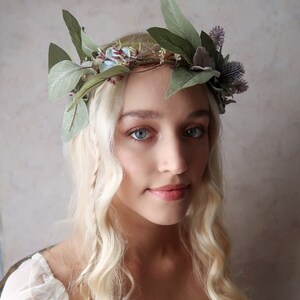 Rhiannon Thistle Crown, Floral Hair Wreath, Laurel Headpiece, Bridal ...