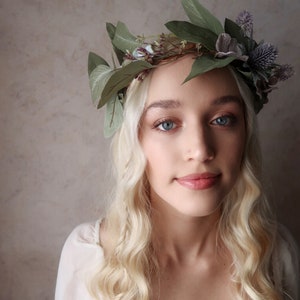 Rhiannon Thistle Crown, Floral Hair Wreath, Laurel Headpiece, Bridal ...
