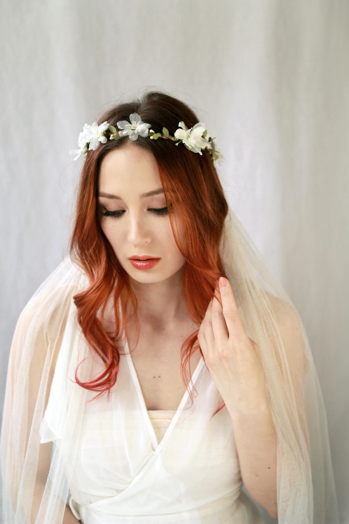 Boho Wedding Crown Bridal Floral Crown Ivory Flower Circlet | Etsy