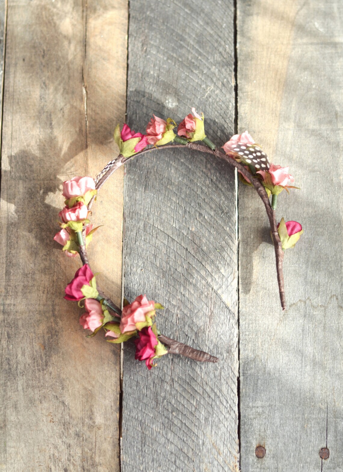 Boho Flower Head Piece Rosebud Crown Pink Flower Crown - Etsy