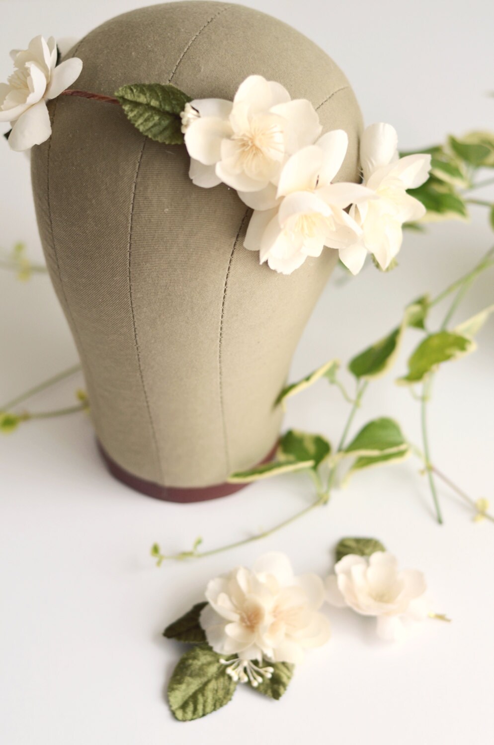 Bridal Crown Beige Flower Crown Wedding Headpiece Circlet - Etsy