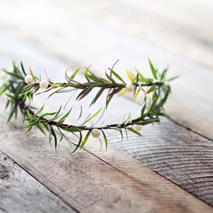 Rosemary and Pearl Crown, Wedding Hair Wreath, Leaf Bridal Headpiece ...