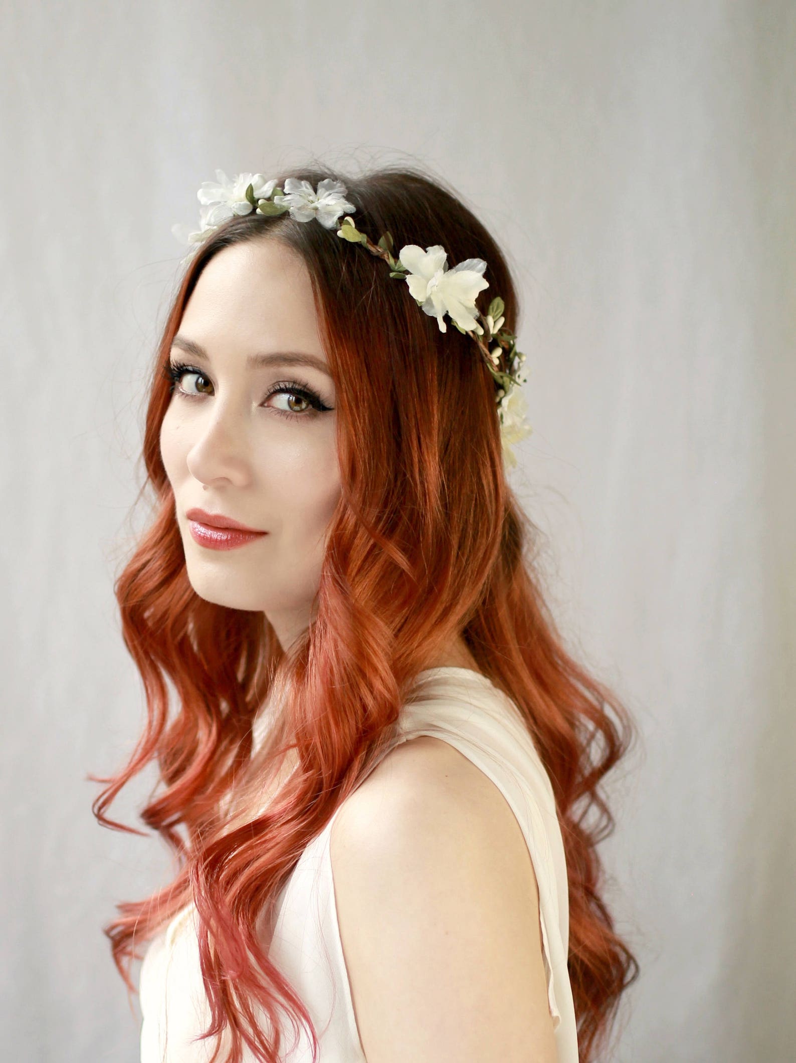 Boho Wedding Crown Bridal Floral Crown Ivory Flower Circlet | Etsy