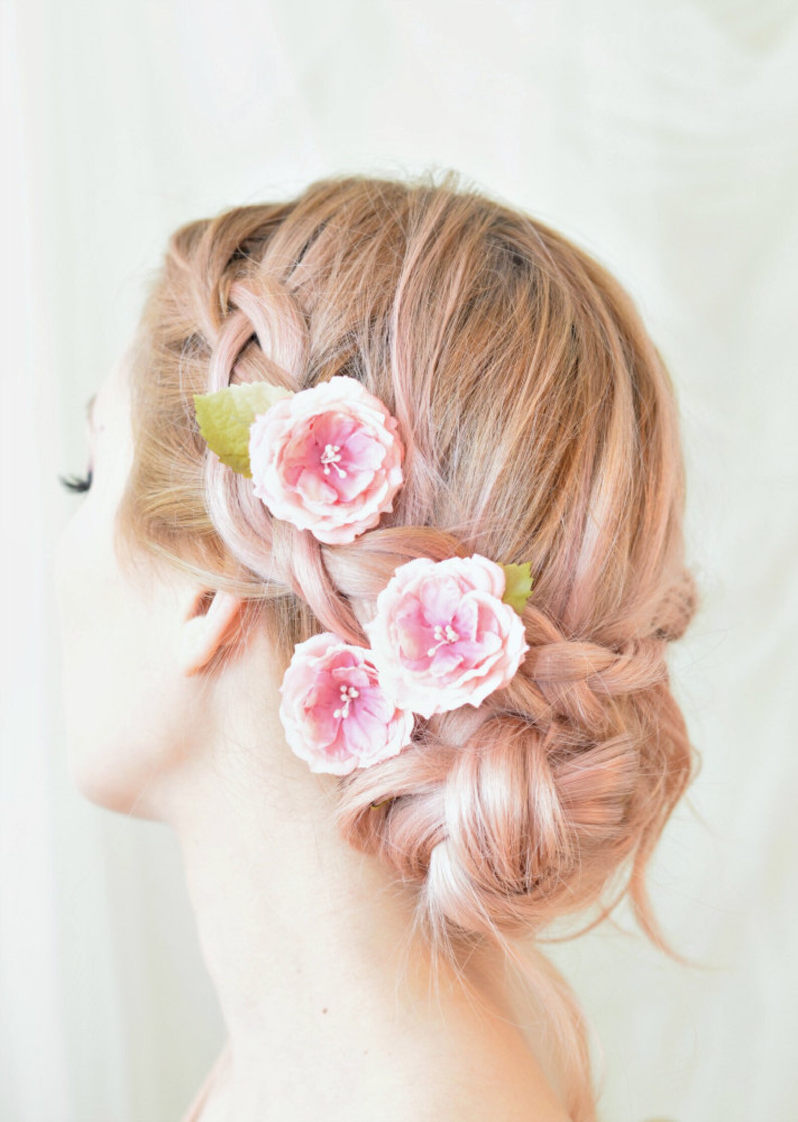 Rose Hair Pins, Pink Flower Clips, Whimsical Floral Clip Set, Wedding ...