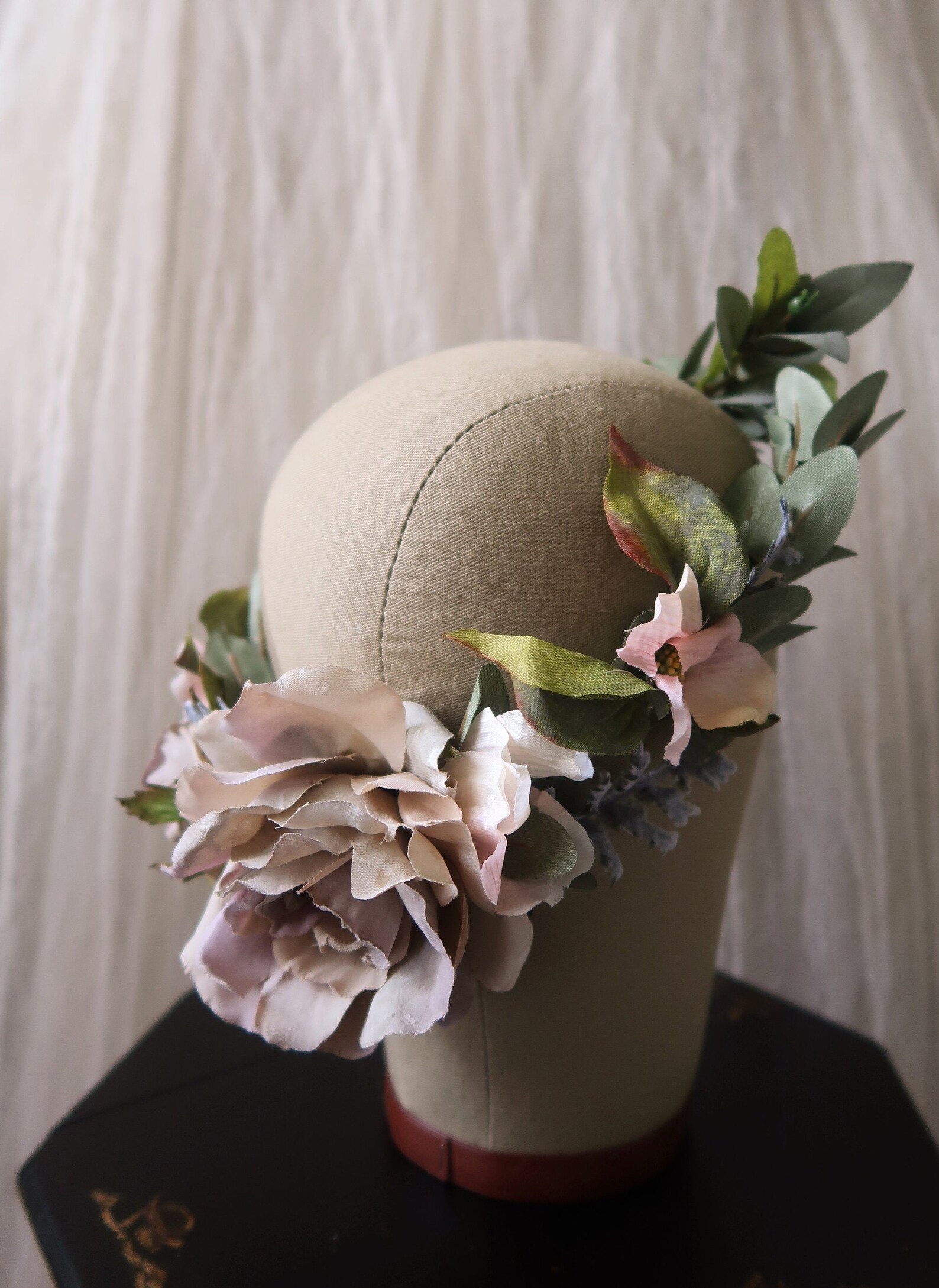 Woodland Wedding Crown, Bride Hair Wreath, Lavender and Blush Flower ...