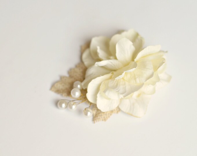 Ivory Flower Clip, Bridal Hair Clip, Floral Head Piece, Shabby Chic ...