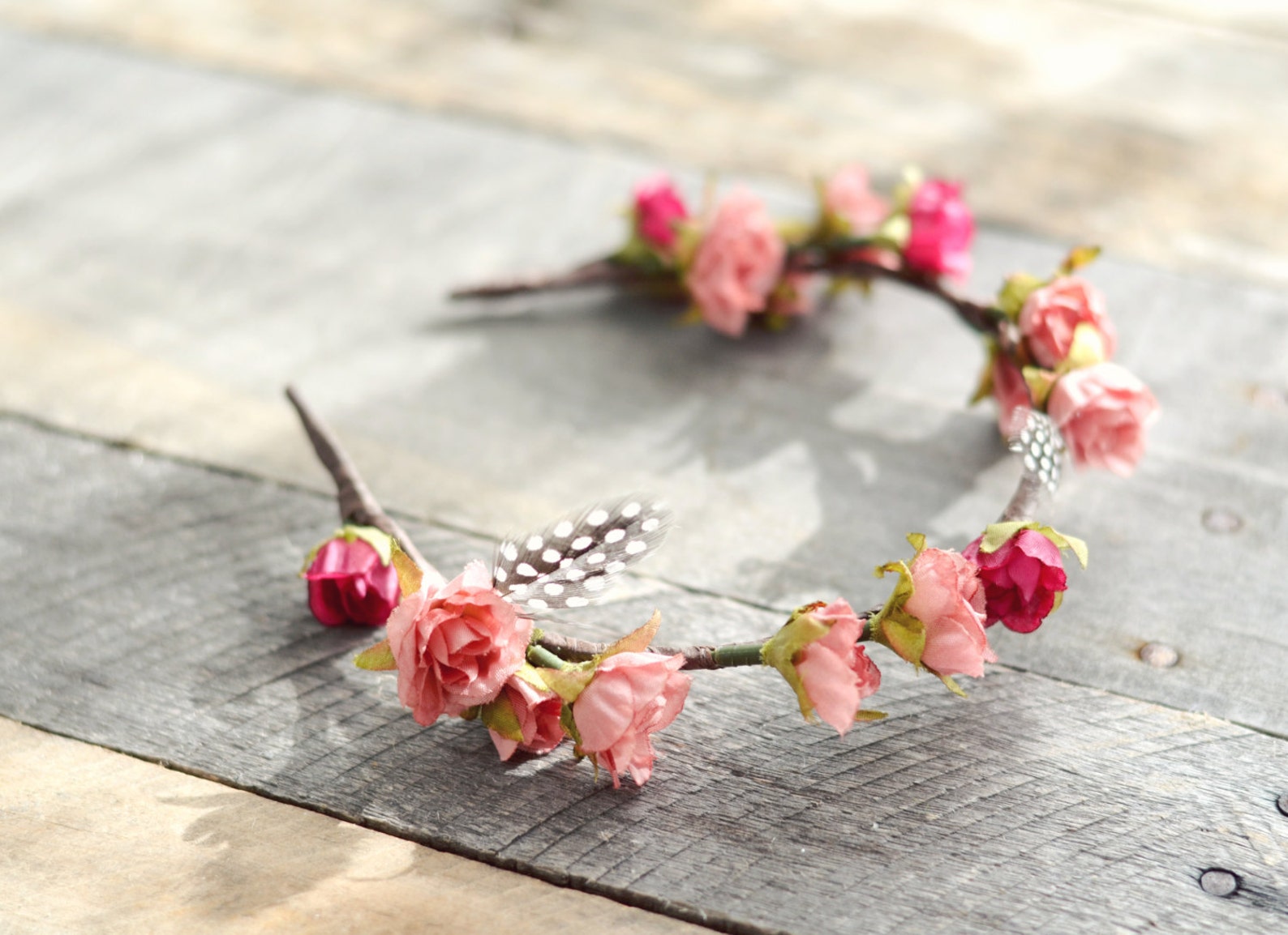 Boho Flower Head Piece Rosebud Crown Pink Flower Crown - Etsy