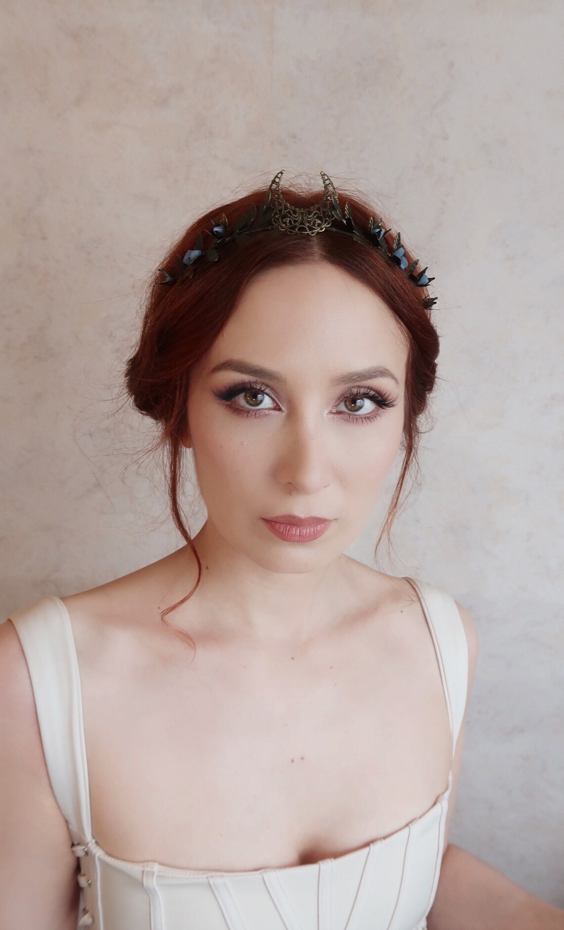 Bronze Moon Crown Crescent Moon Tiara Crystal Headpiece | Etsy