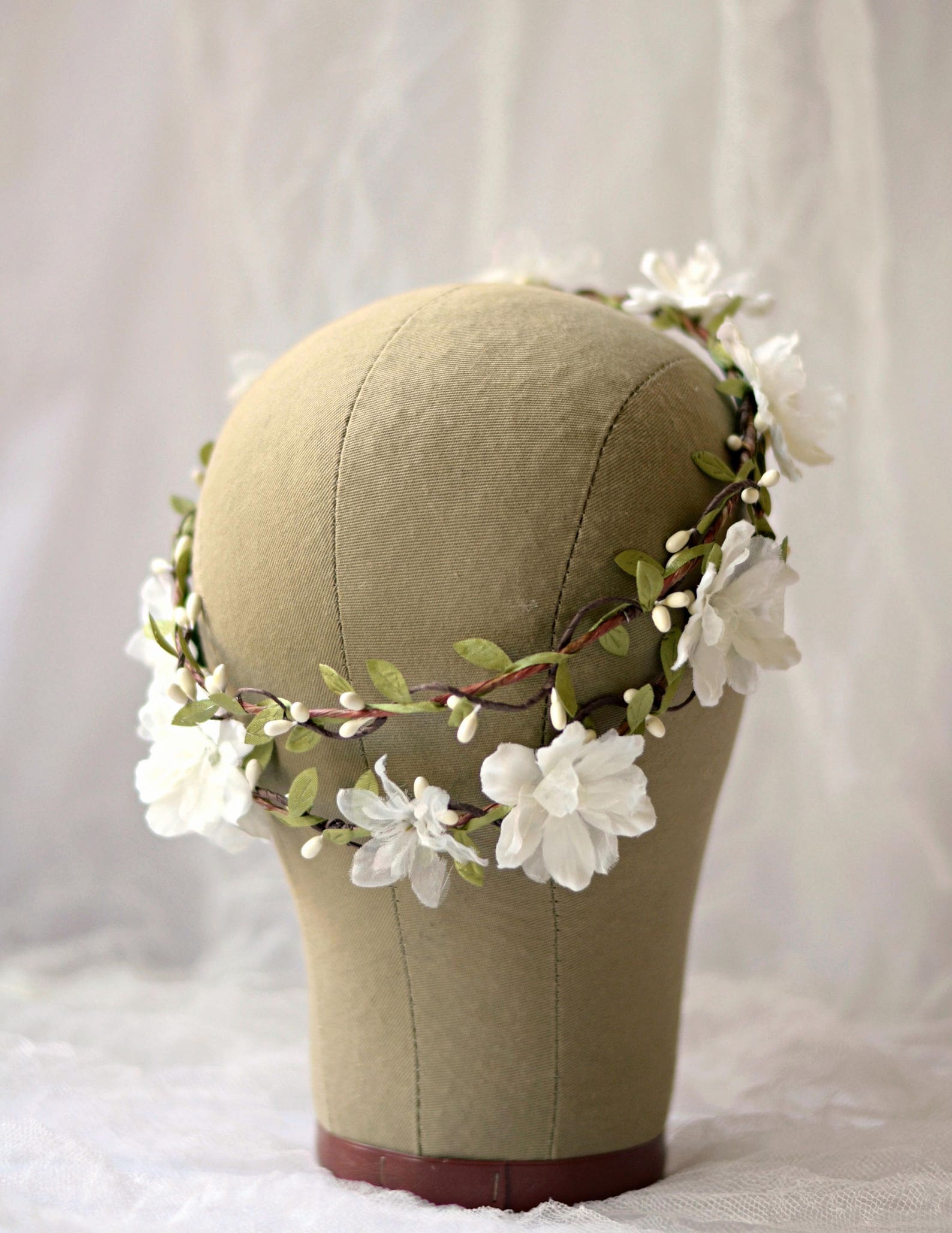 Boho Wedding Crown, Bridal Floral Crown, Ivory Flower Circlet, Woodland ...
