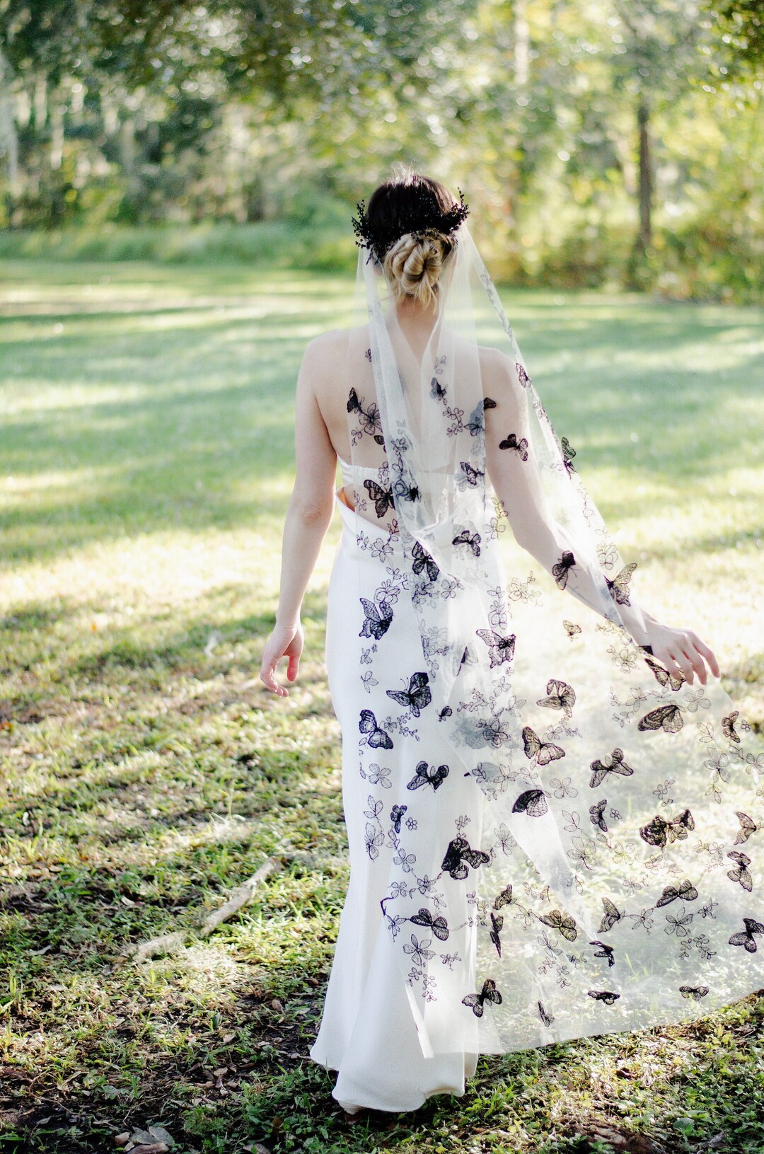 Butterfly Wedding Veil, Ivory Bridal Veil, Boho Veil, Whimsical ...