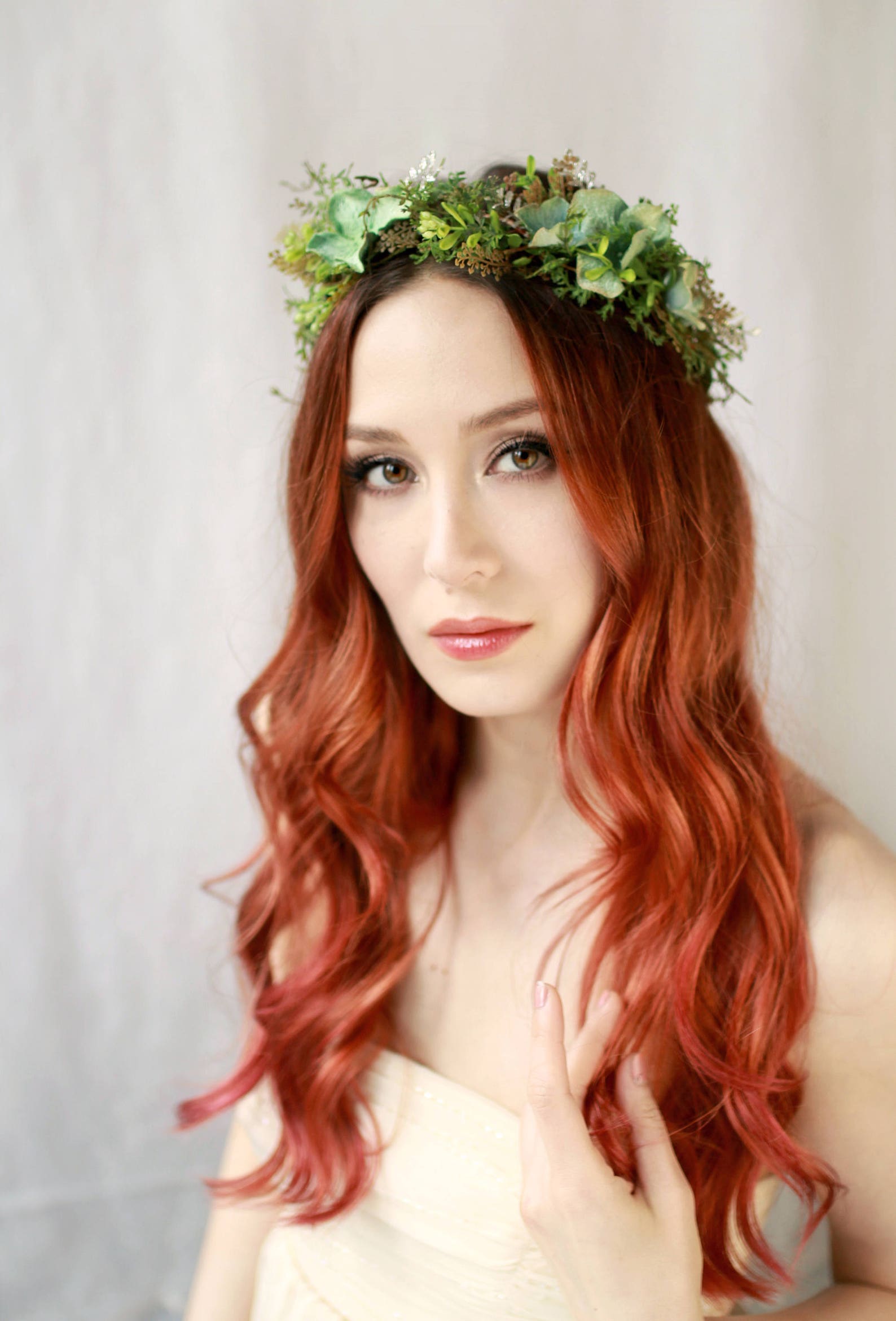 Fern and Moss Crown Beach Wedding Headpiece Mermaid Flower - Etsy