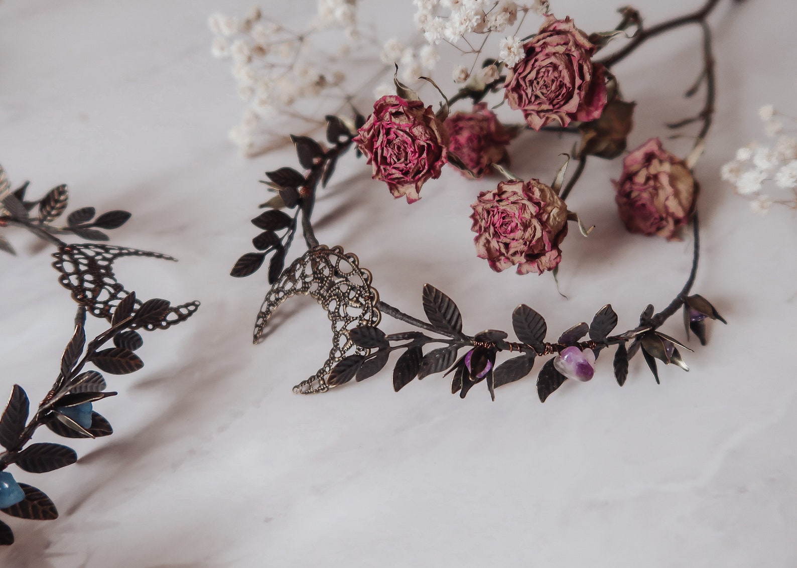 Bronze Moon Crown Crescent Moon Tiara Crystal Headpiece | Etsy