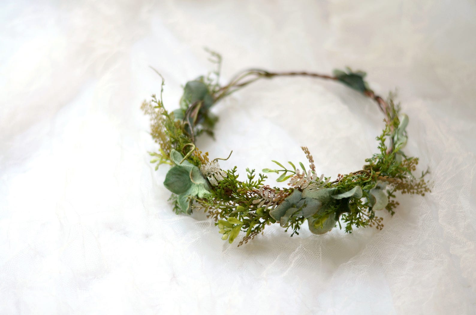 Fern and Moss Crown Beach Wedding Headpiece Mermaid Flower - Etsy