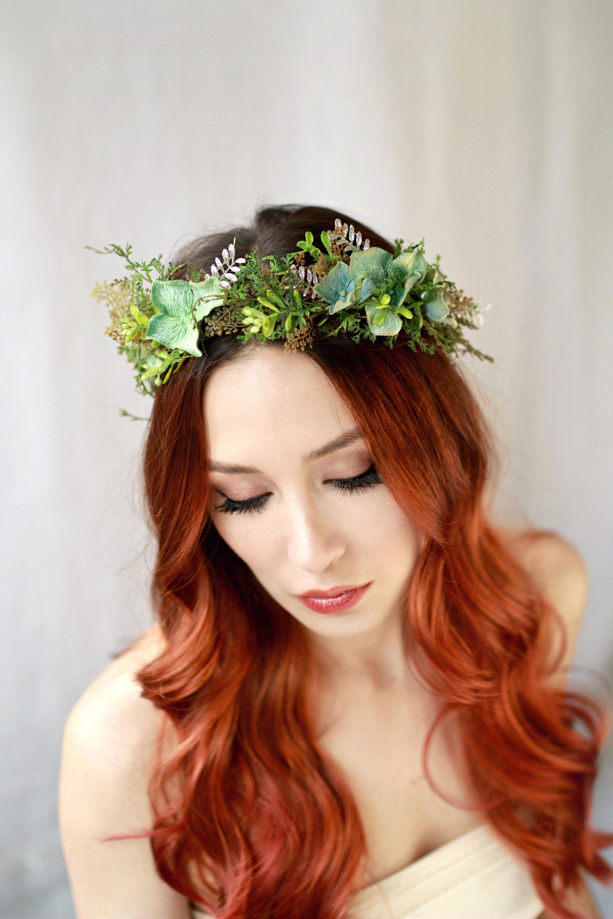 Fern and Moss Crown, Beach Wedding Headpiece, Mermaid Flower Crown ...