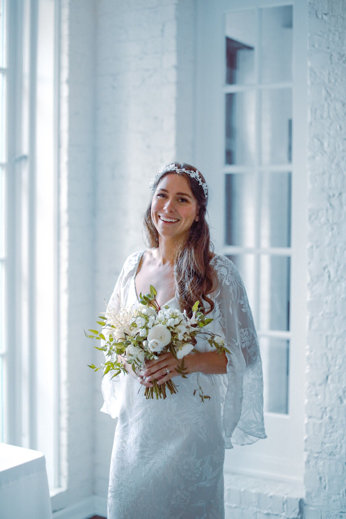 White Flower Crown Dainty Crown Bridal Leaf Headband - Etsy