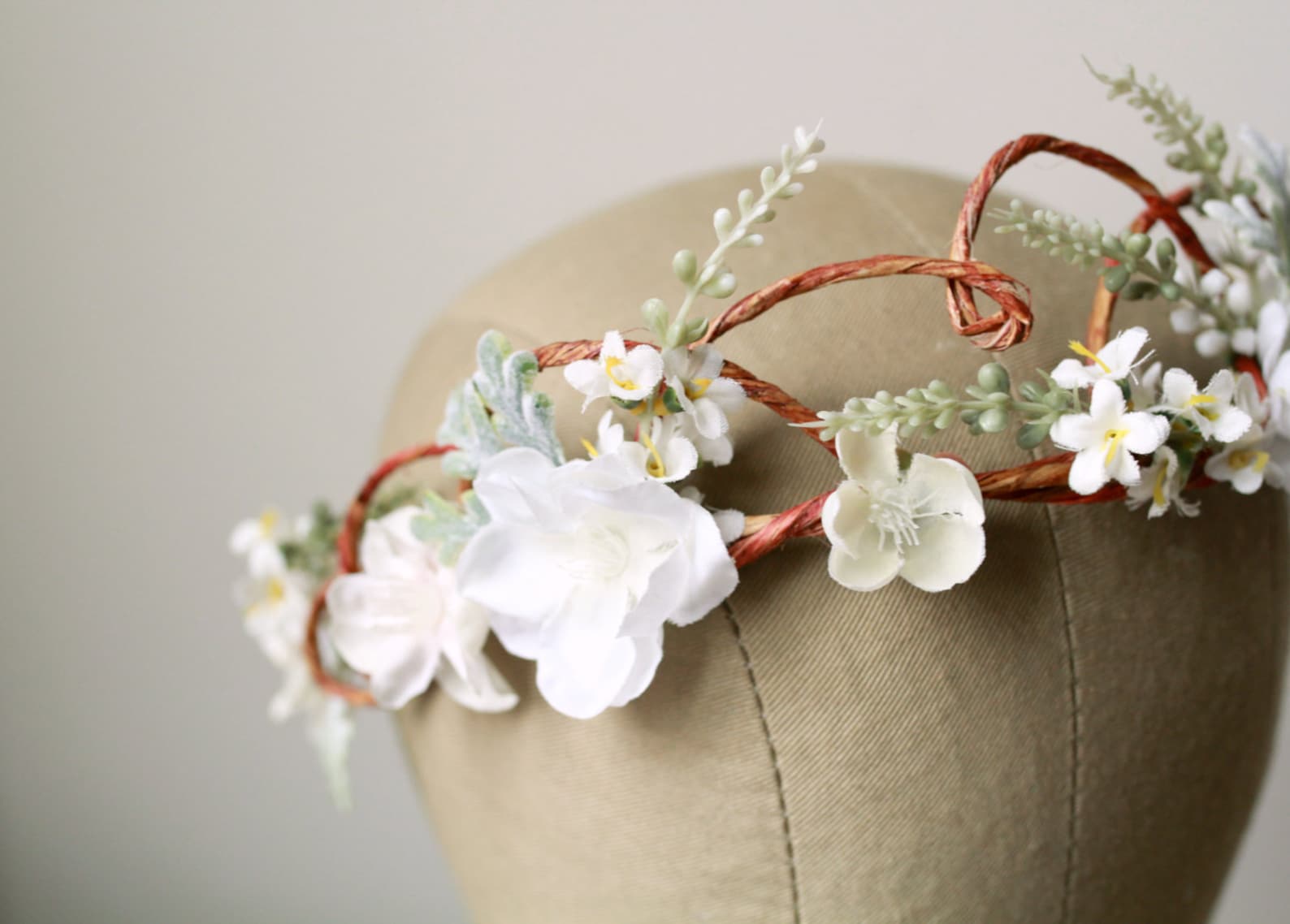 Woodland Bridal Hair Wreath, White Flower Crown, Floral Wedding ...