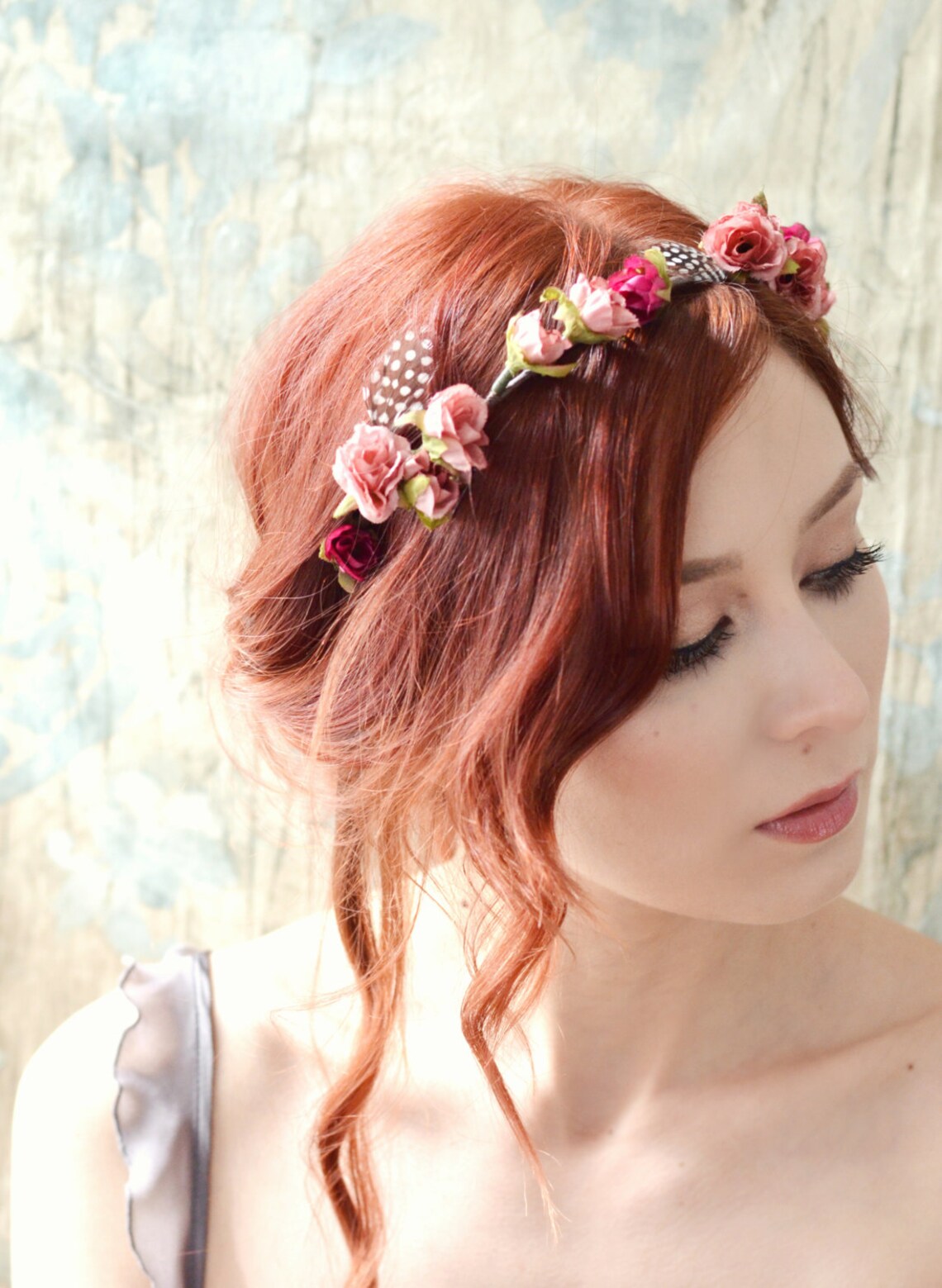 Boho Flower Head Piece Rosebud Crown Pink Flower Crown - Etsy