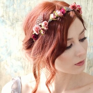 Boho Flower Head Piece, Rosebud Crown, Pink Flower Crown, Floral ...