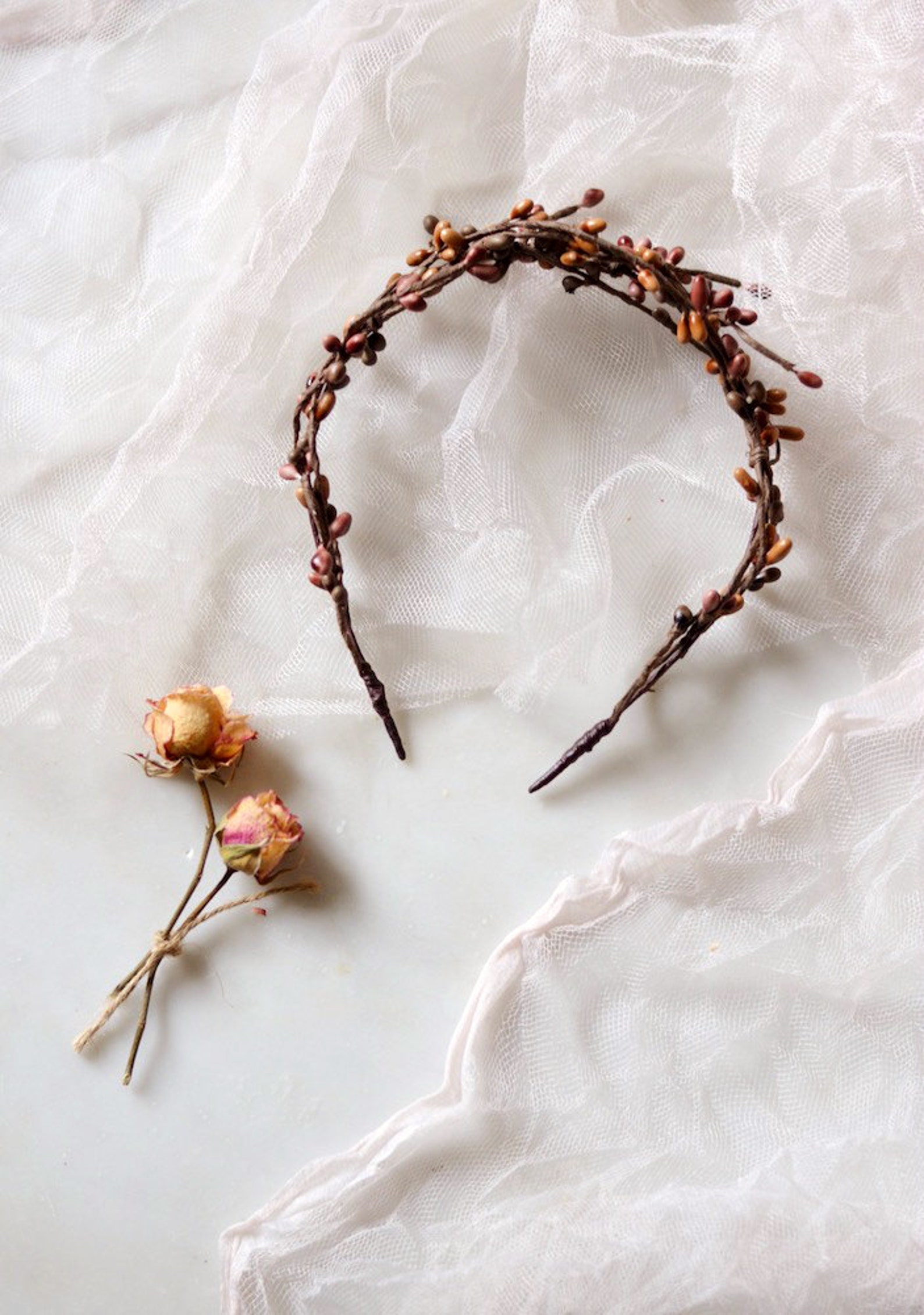 Rustic Twig Crown Woodland Headband Autumn Headpiece Mauve - Etsy