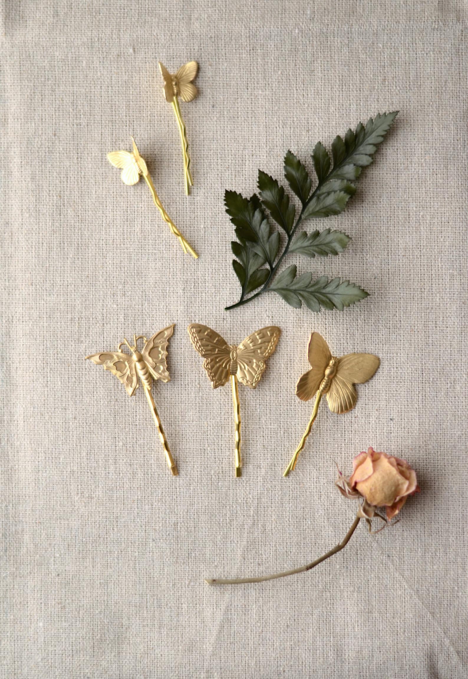 Butterfly Bobby Pins Golden Hair Pins Gilded Hair Clips - Etsy