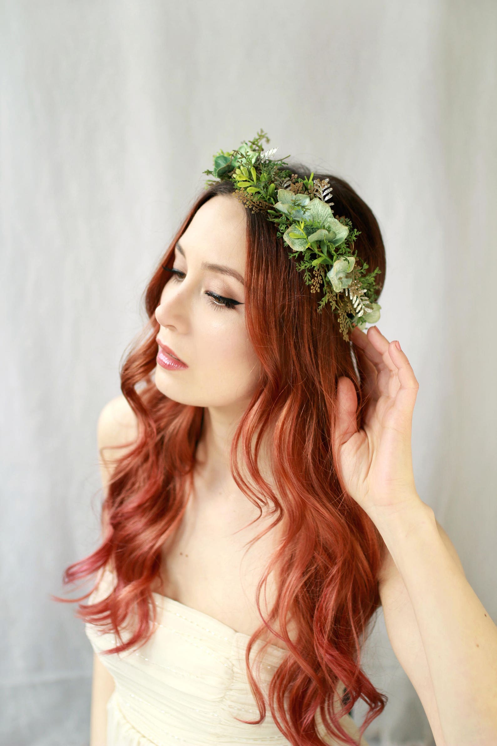 Fern and Moss Crown Beach Wedding Headpiece Mermaid Flower - Etsy