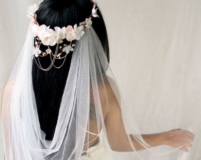 Bridal Vine Crown White Flower Crown Blush Floral Circlet - Etsy