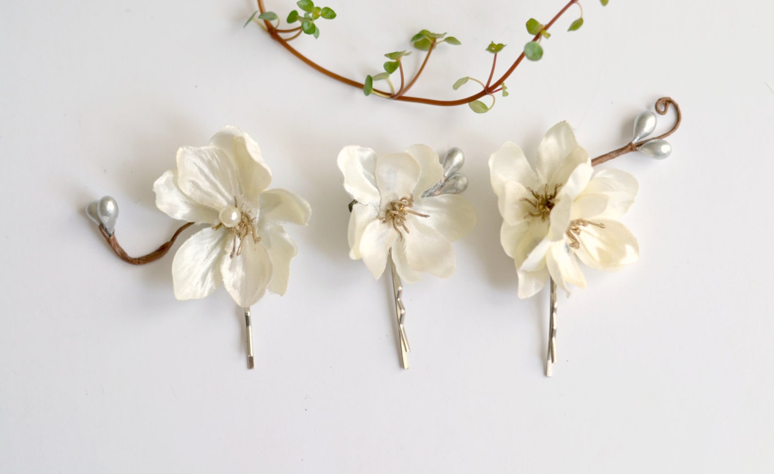 Ivory Flower Clips Wedding Bobby Pins Floral Clip Set Hair - Etsy
