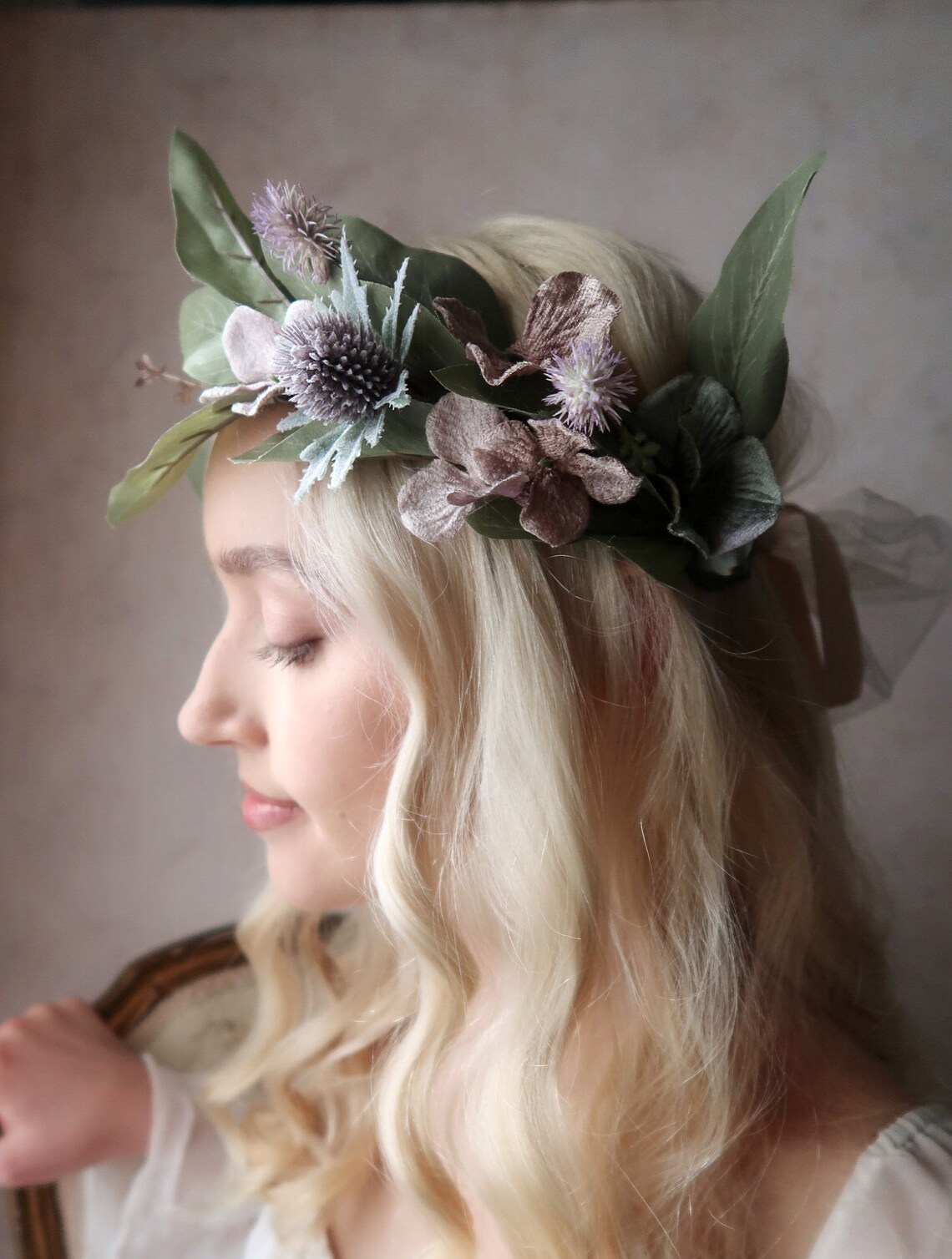Rhiannon Thistle Crown Floral Hair Wreath Laurel - Etsy