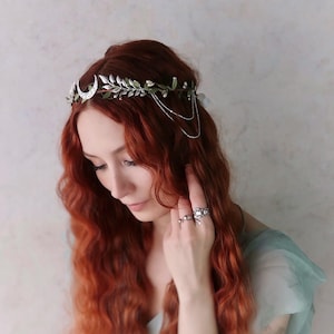 Silver Moon Headpiece, Crescent Moon Crown, Laurel Wreath, Goddess ...