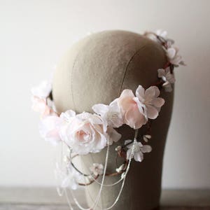 Bridal Vine Crown, White Flower Crown, Blush Floral Circlet, Wedding ...