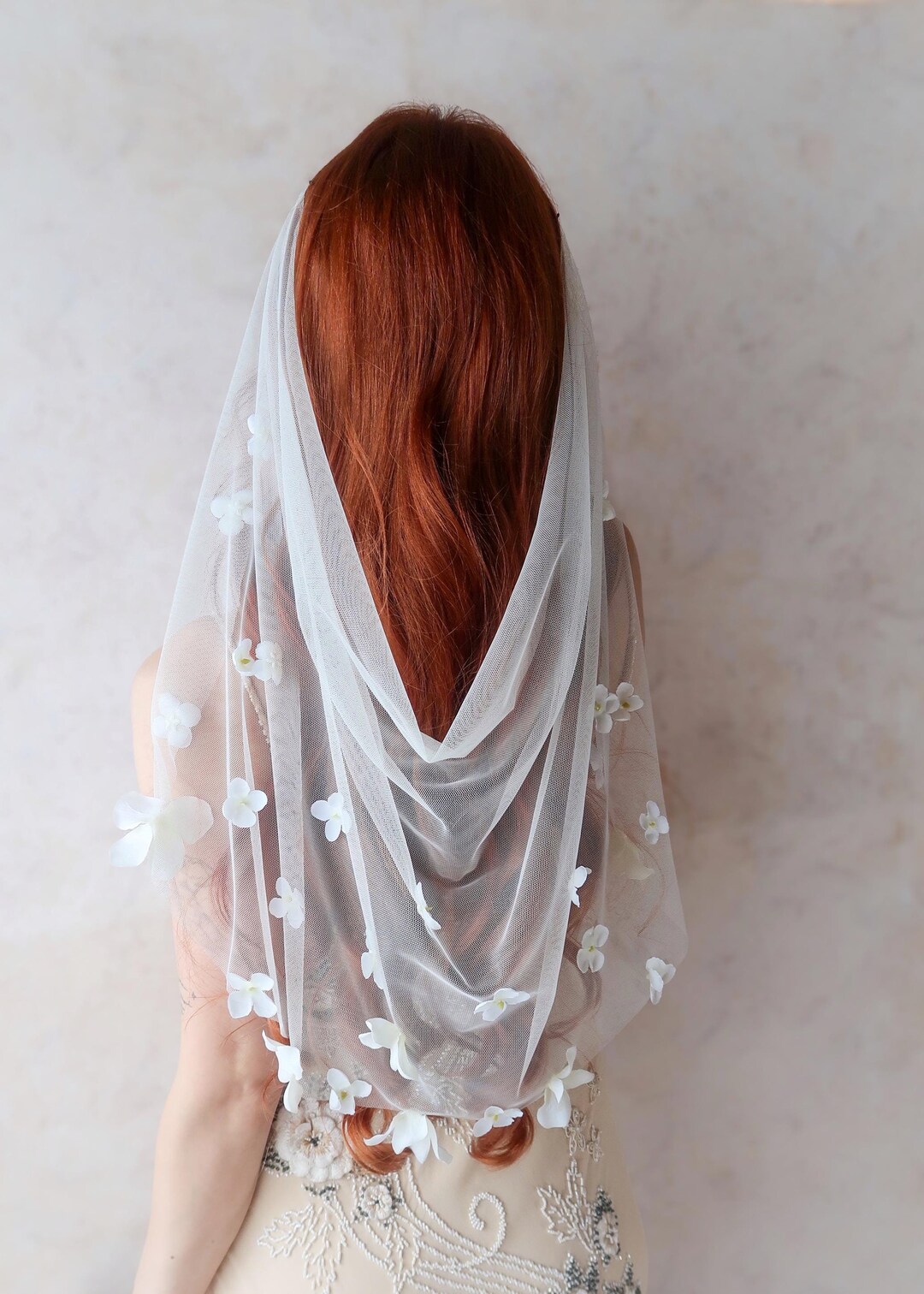Ivory Petal Veil, Short Bridal Veil, Ivory Wedding Veil, Elbow Length ...