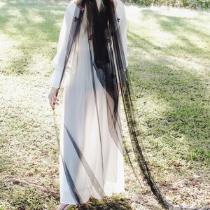 Persephone Crown With Veil, Black Wedding Veil, Burgundy Floral Crown ...