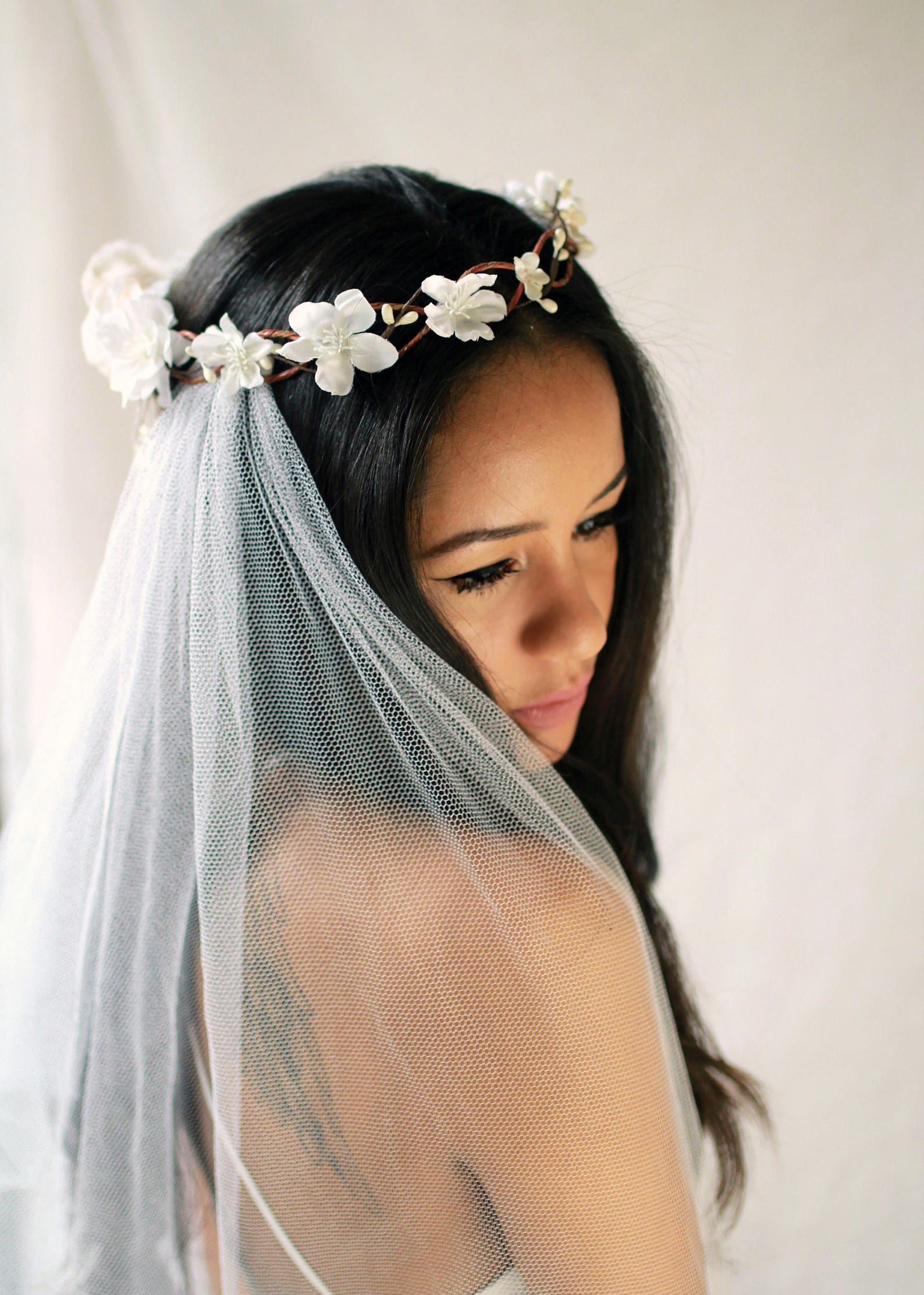 Bridal Vine Crown White Flower Crown Blush Floral Circlet - Etsy