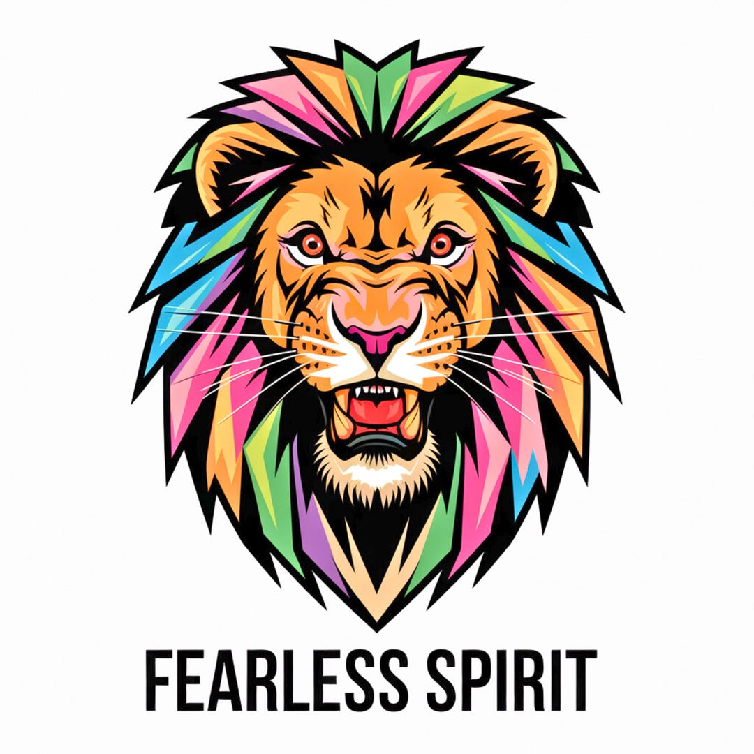 Vibrant Lion Art Print, Fearless Spirit Digital Download, Bold Animal ...