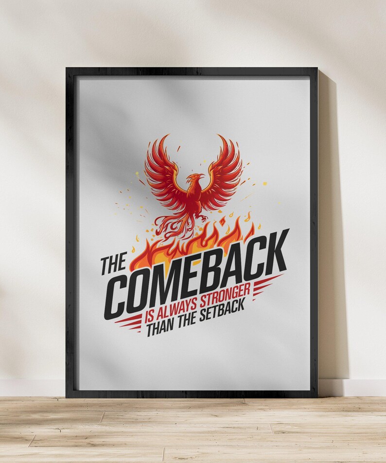 Inspirational Phoenix Comeback Digital Art, Motivational Print ...
