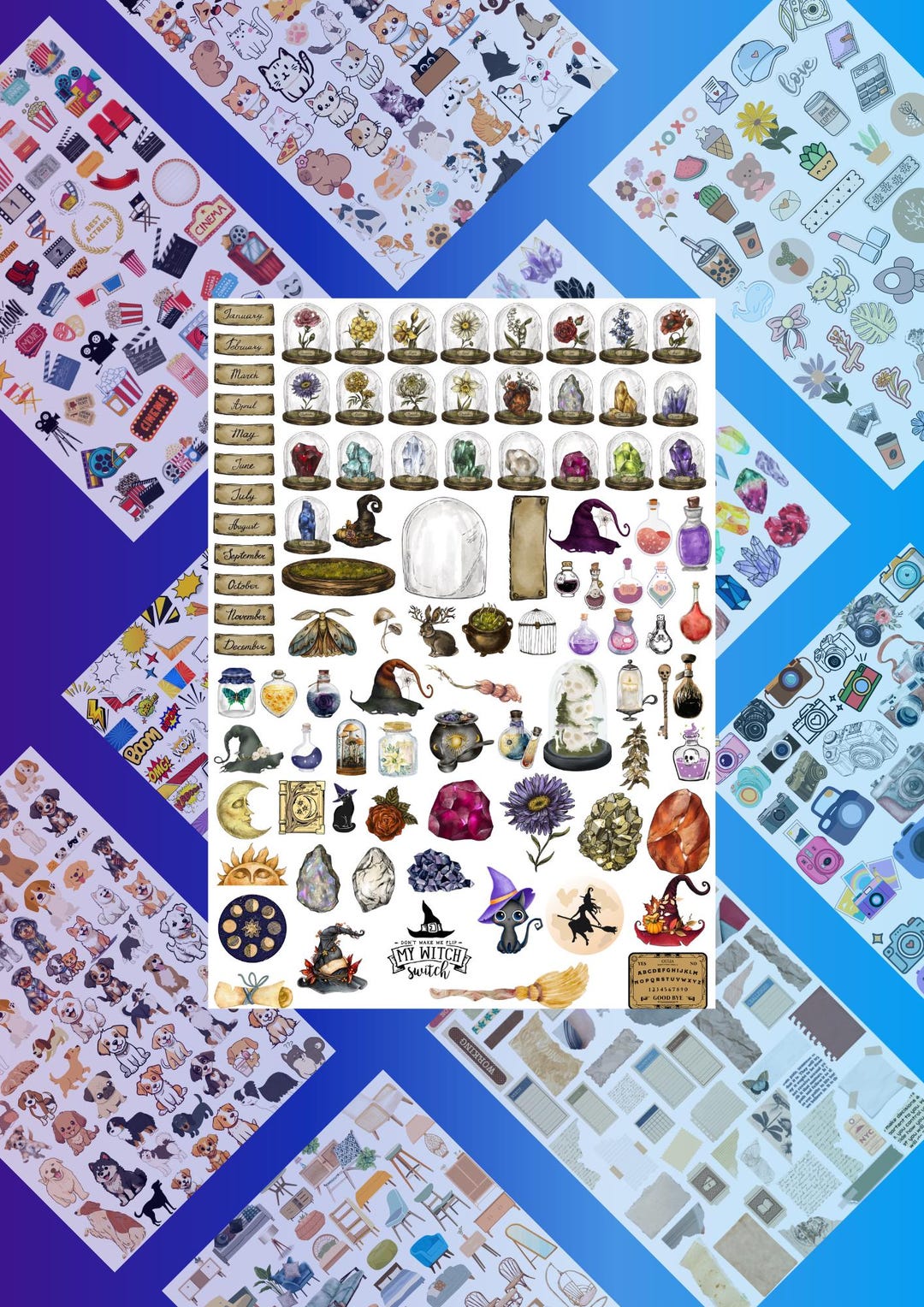 Digital Sticker Bundle | 17 Page Printable Stickers | Vintage, Kawaii ...