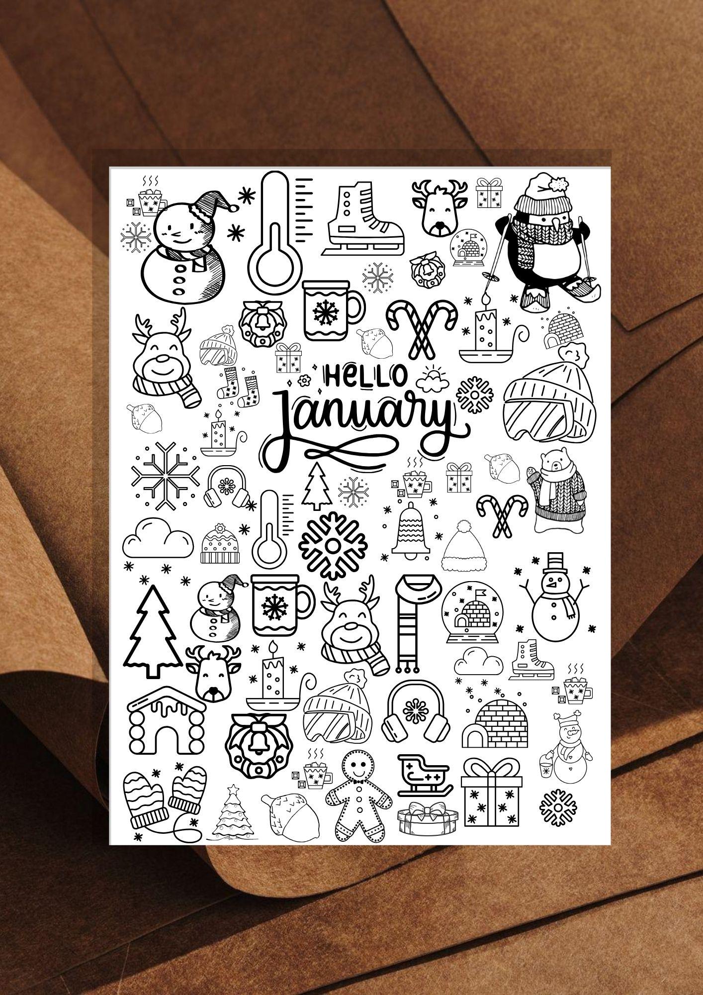 Hello Pages - 12 Month Themed Coloring Pack - Etsy