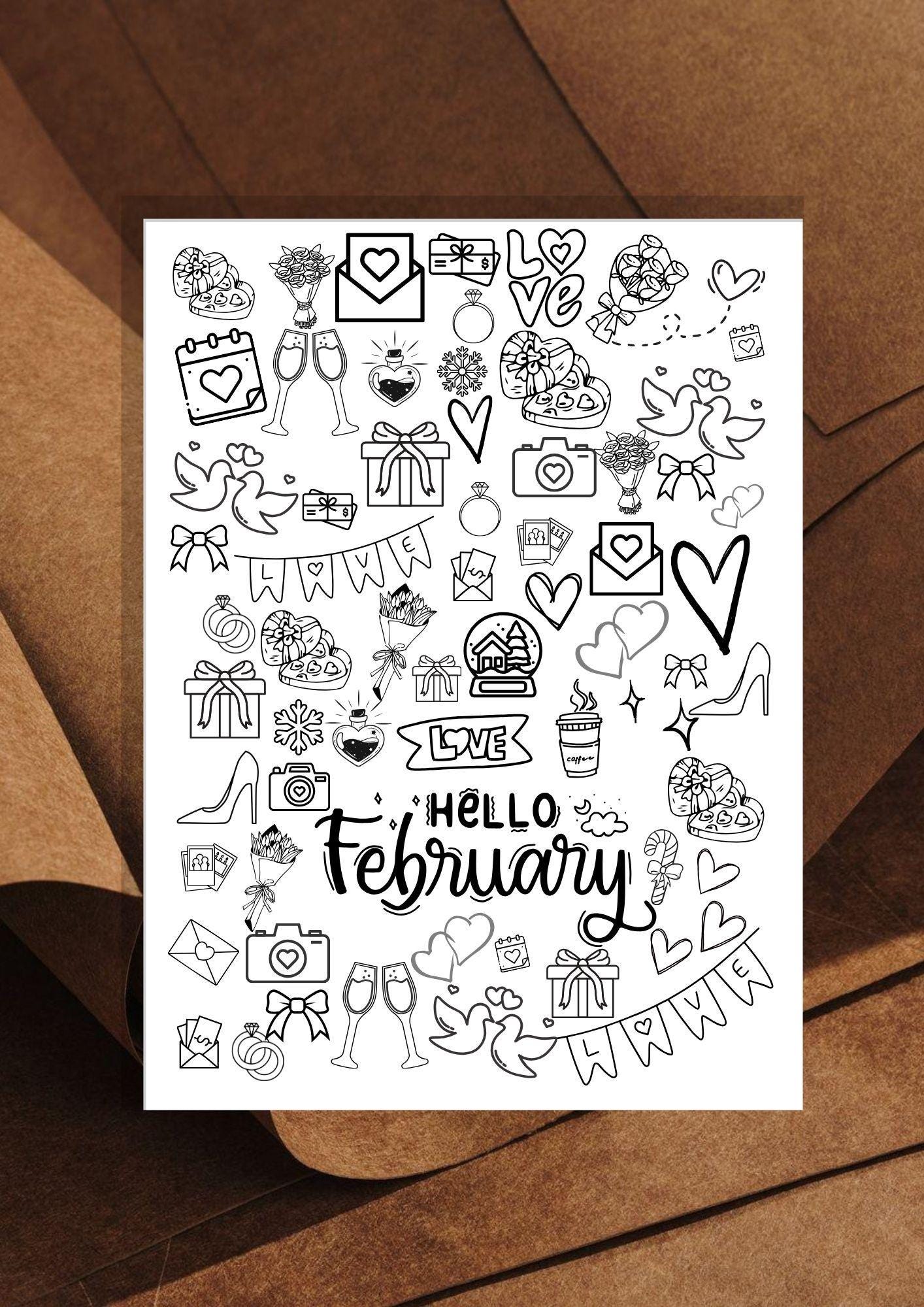 Hello Pages - 12 Month Themed Coloring Pack - Etsy