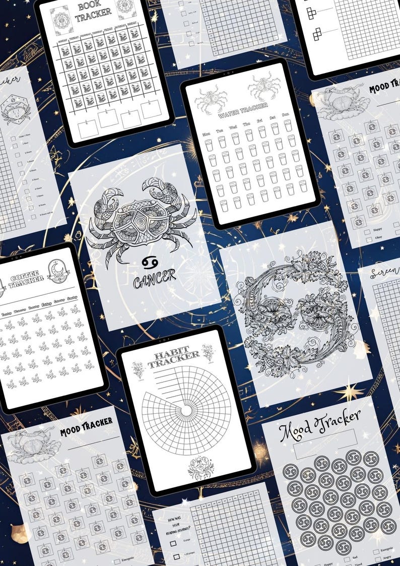 Cancer Zodiac Printable Planner: Astrology Journal & Tracker (digital ...