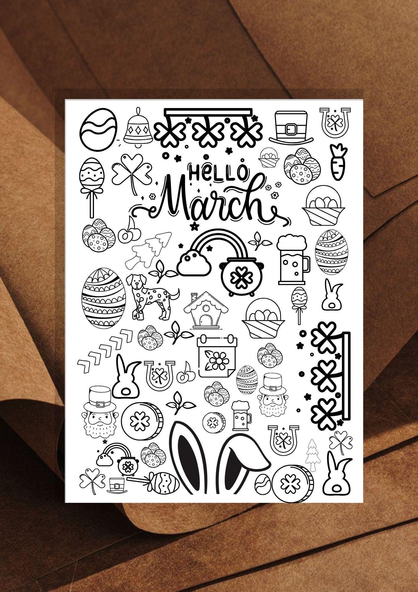 Hello Pages - 12 Month Themed Coloring Pack - Etsy