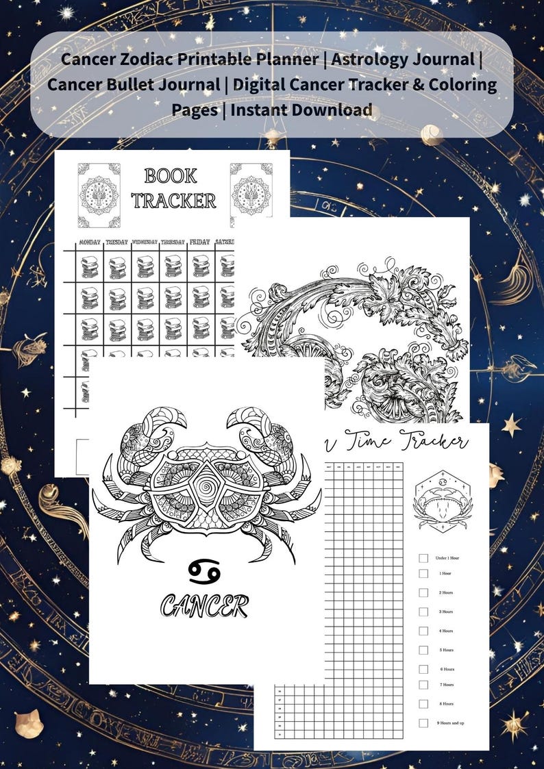 Cancer Zodiac Printable Planner: Astrology Journal & Tracker (digital ...