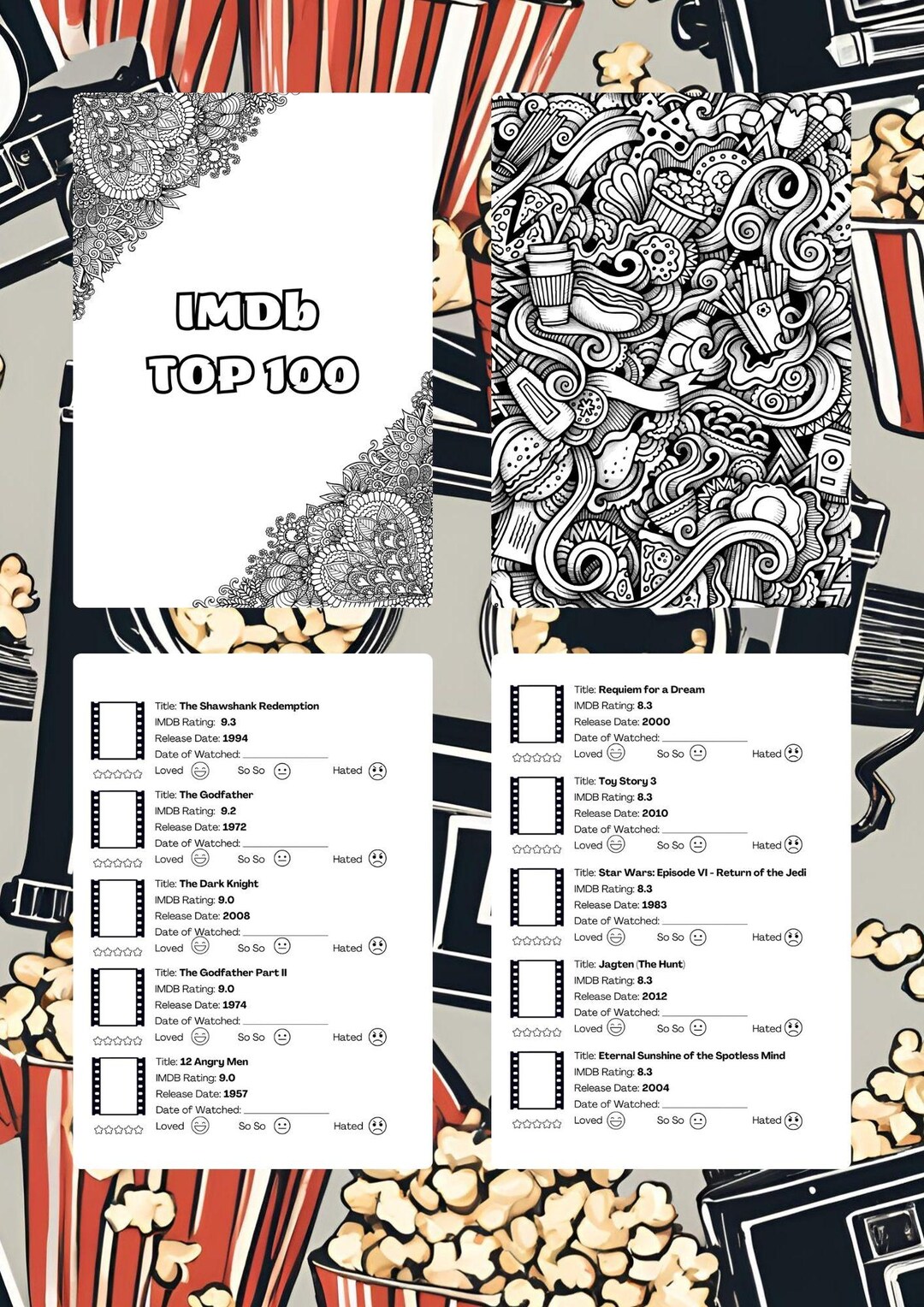Imdb Top 100 Movie Tracker: Cinema Review Log (A4 Digital Download) - Etsy