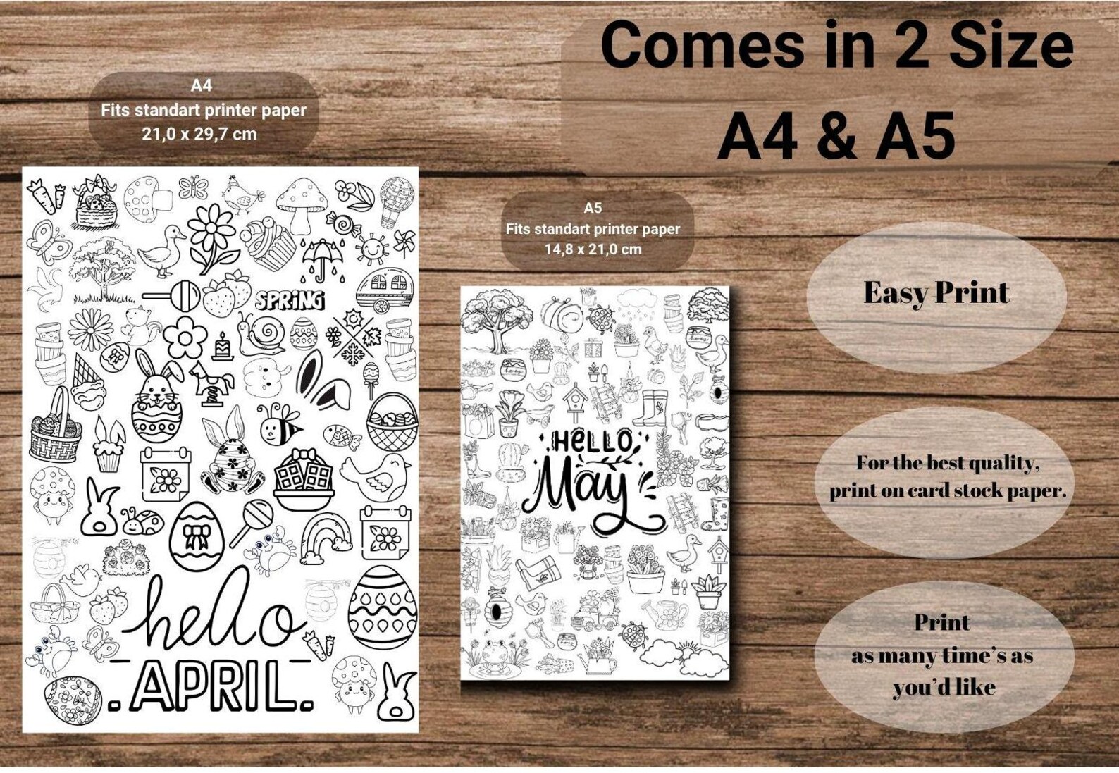 Hello Pages - 12 Month Themed Coloring Pack - Etsy