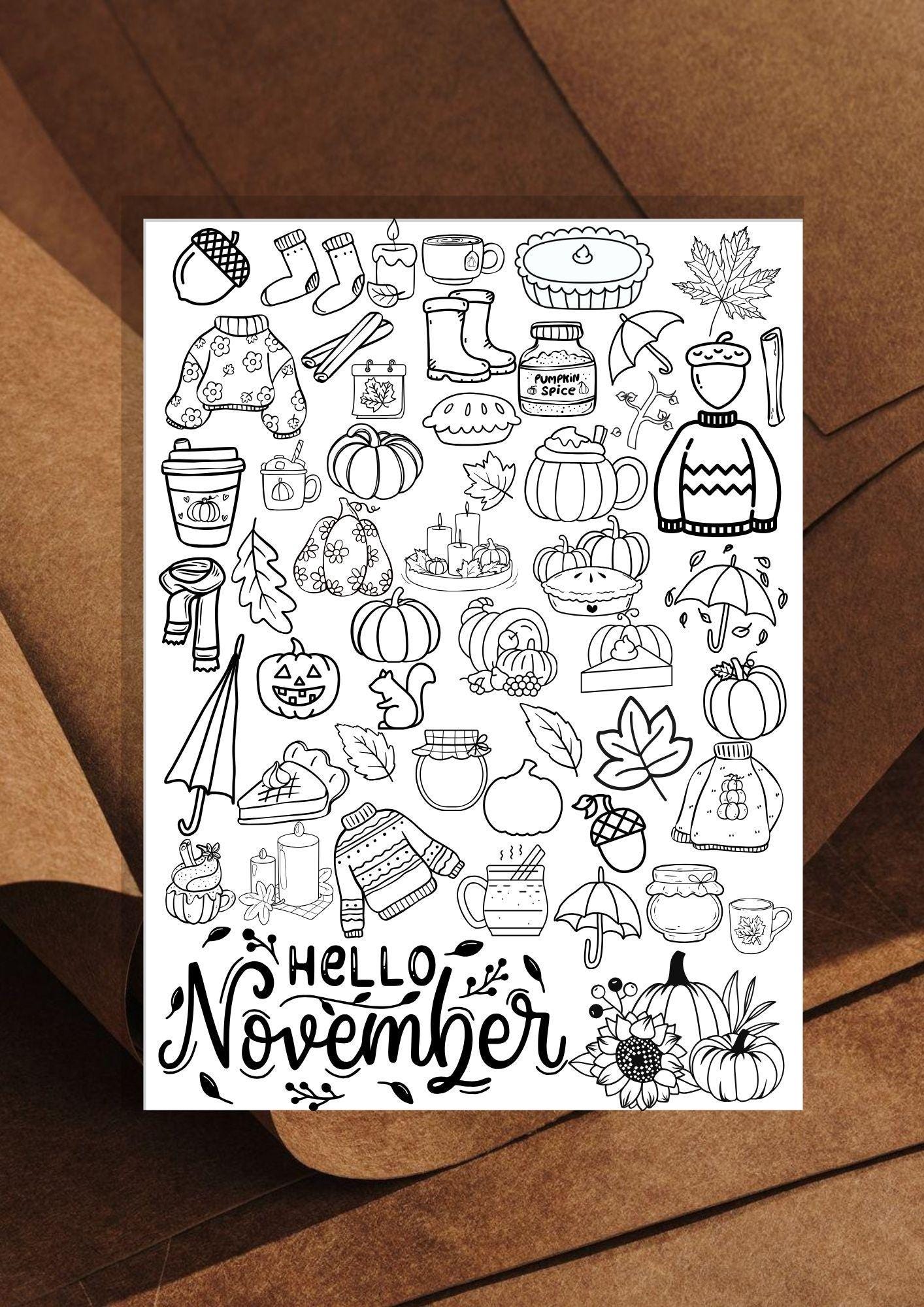 Hello Pages - 12 Month Themed Coloring Pack - Etsy