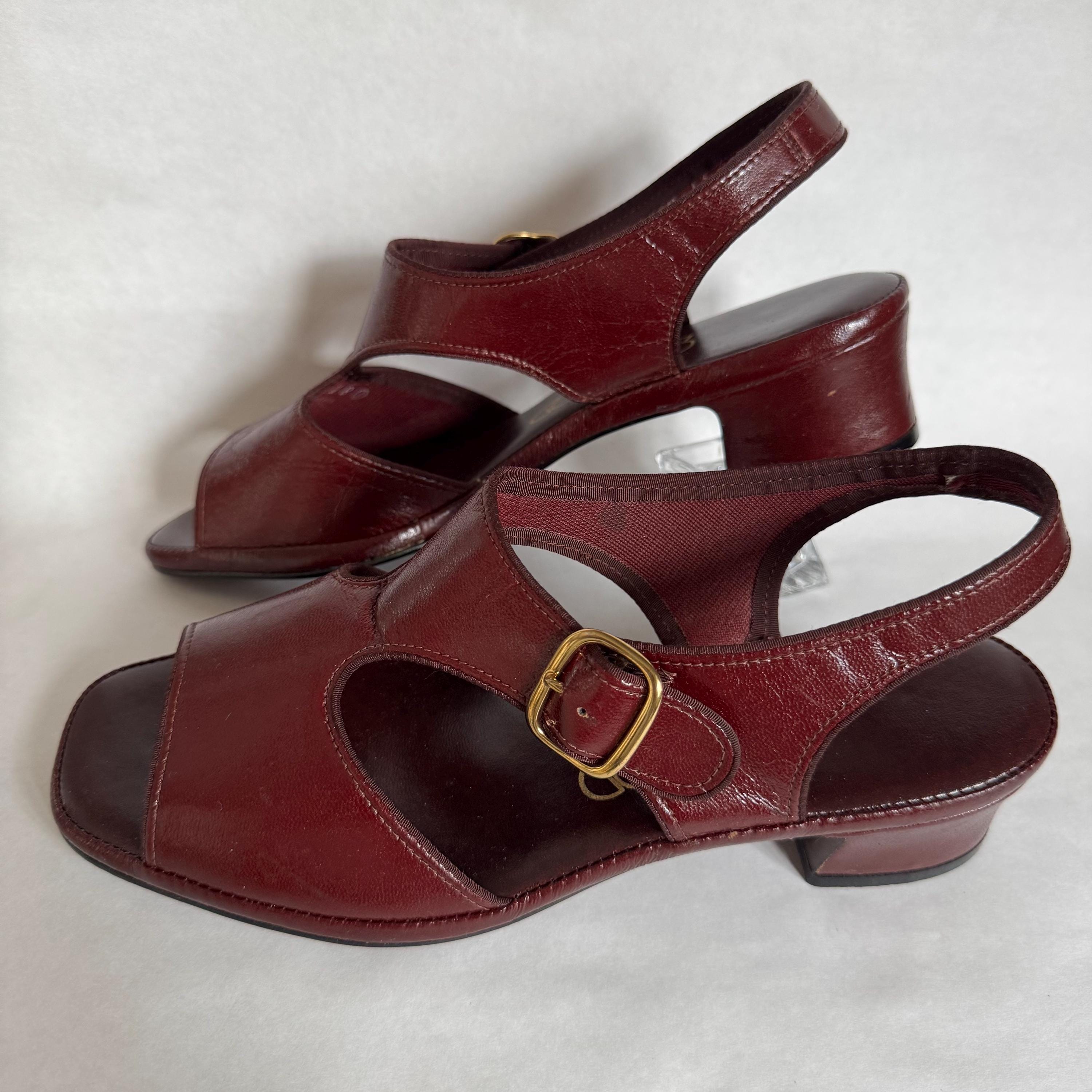 Vintage Cobbies Open Toe Sling Back Heels Sandals 1970s 8 - Etsy