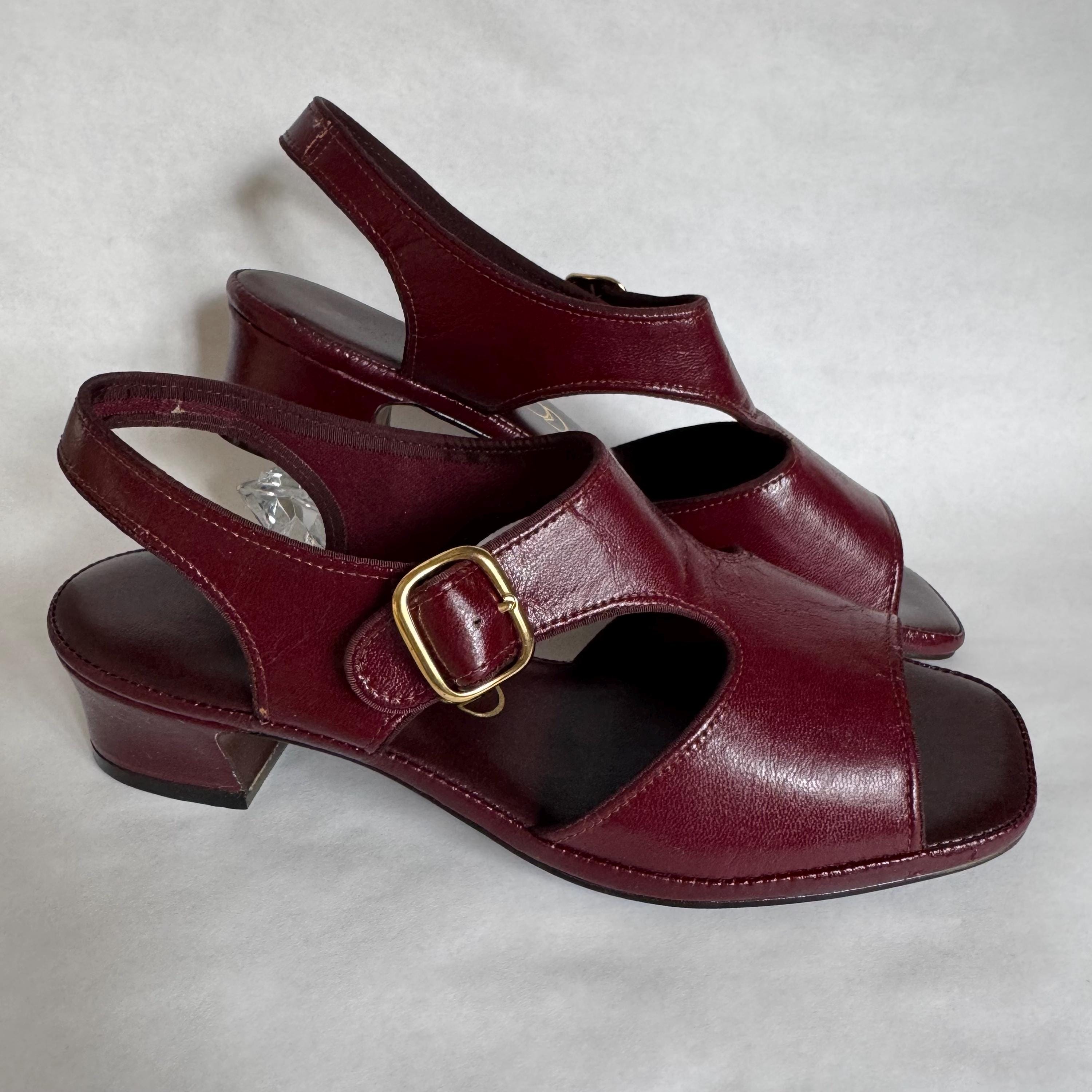 Vintage Cobbies Open Toe Sling Back Heels Sandals 1970s 8 - Etsy