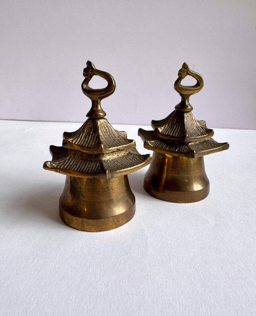 Set of 2 Vintage Brass Pagoda Bells - Etsy