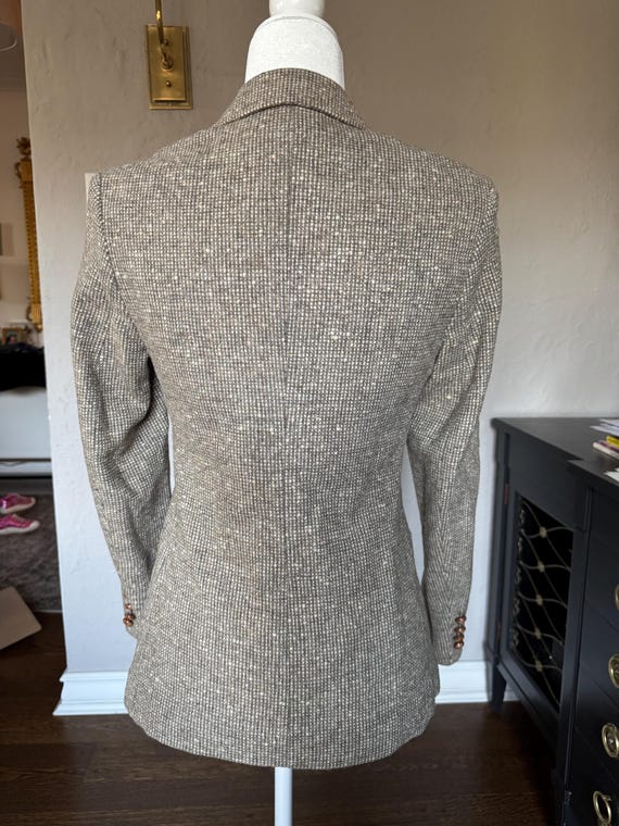 Vintage gray tweed wool blazer with leather buttons - Gem