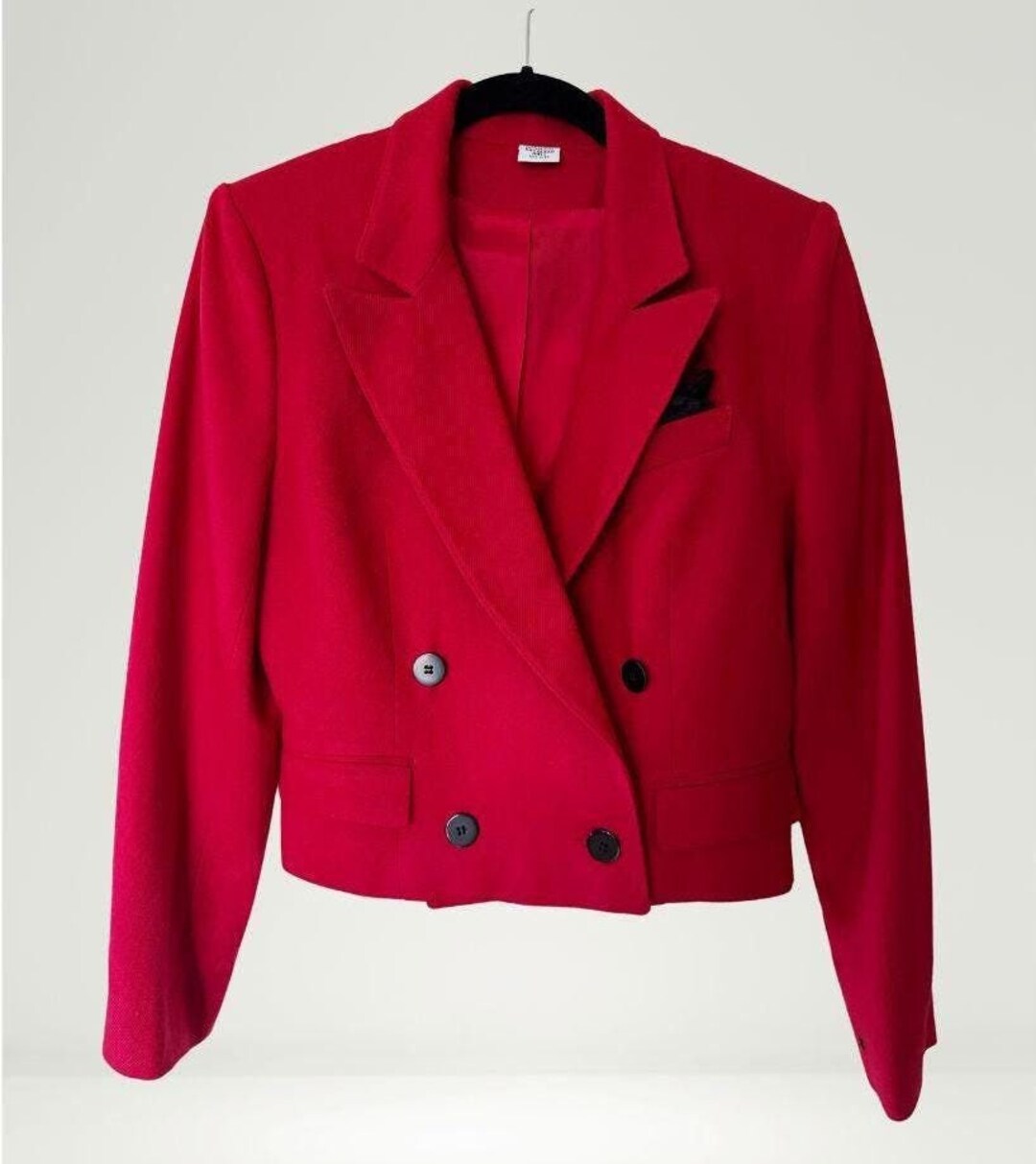 Vintage 1980s Red Wool Cropped Blazer Deadstock NWT M - Etsy