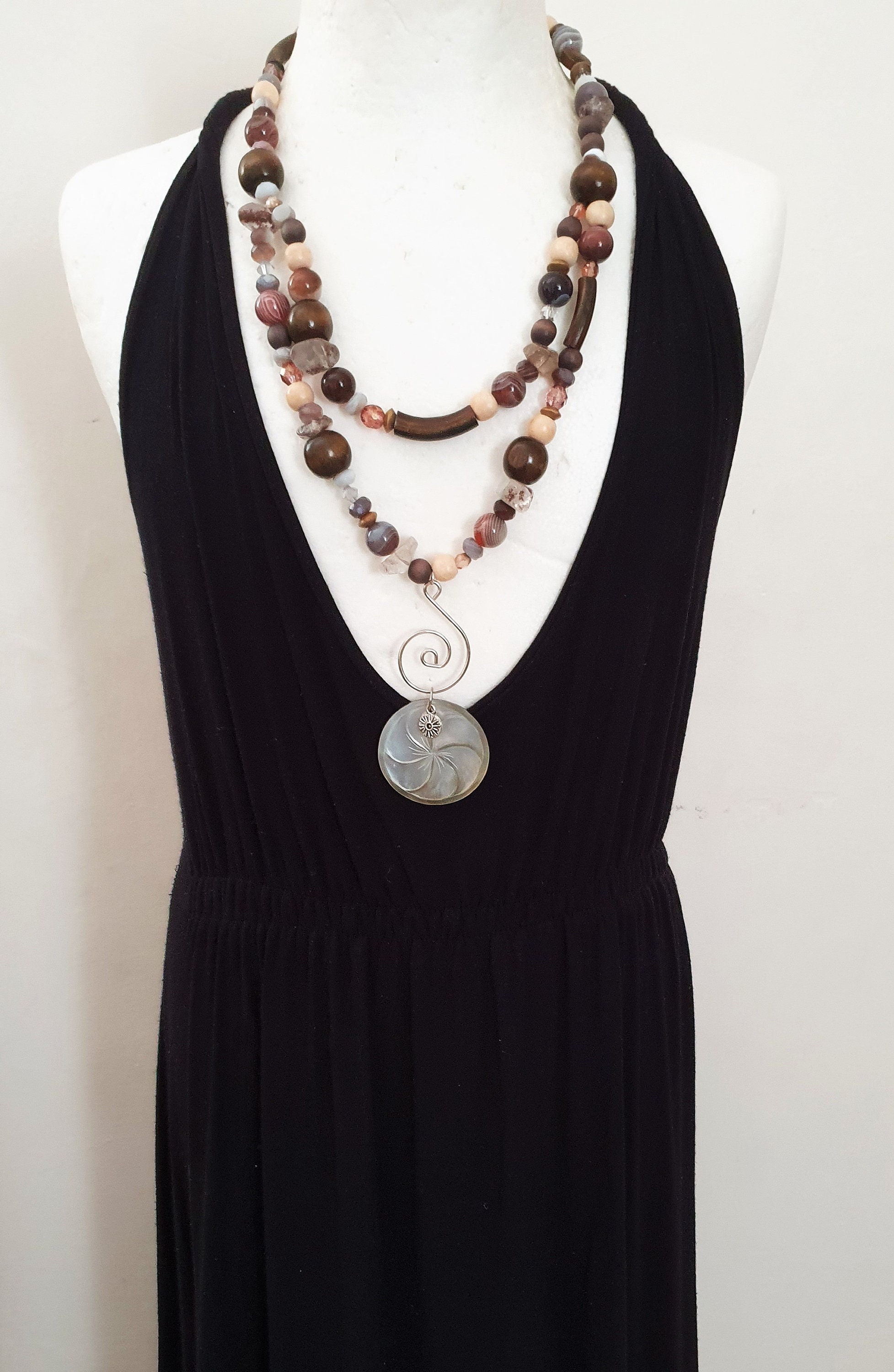Fibonacci Multi Stone Agate Bohemian Necklace by Glamrox. Fibonacci ...